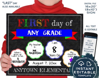 Last Day of Kindergarten Sign PRINTABLE, Last Day of School Sign 11x14 ...