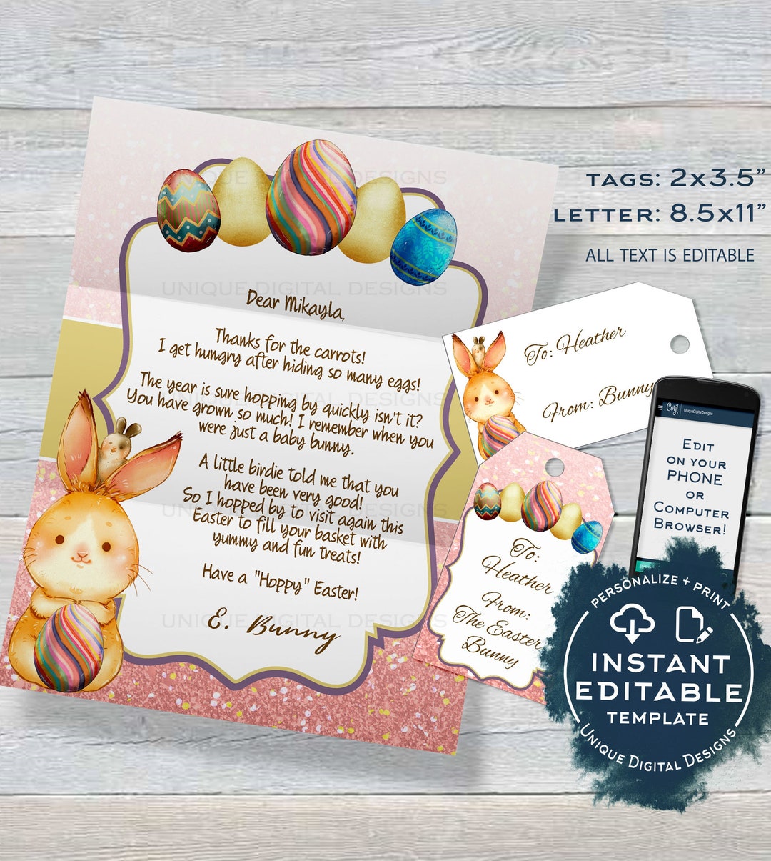 Easter Bunny Letter, Editable Letter From the Easter Bunny Note, Easter ...