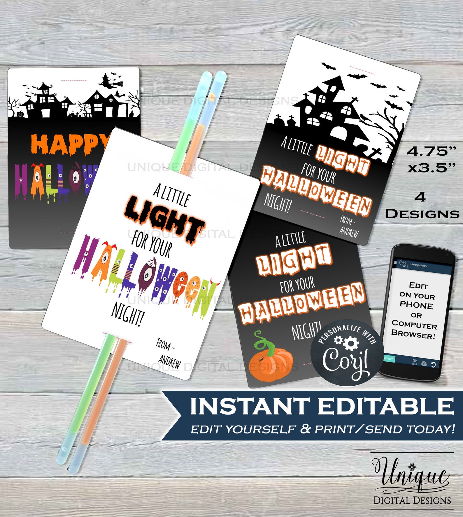 Glow Stick Favor Tags, A Little Light for Your Halloween Night, Kids ...