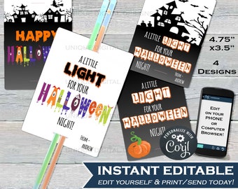 A Little Light for Halloween Night Glow Stick Bracelet Card. - Etsy