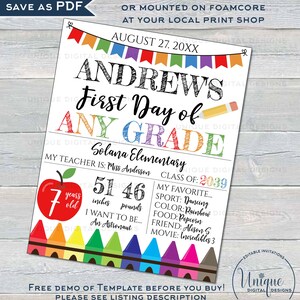 Editable Back to School Photo Prop, Virtual 1st Day Back to School ...