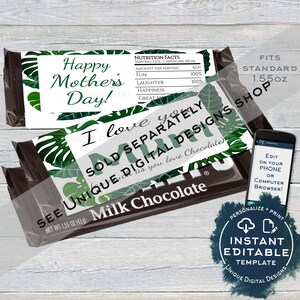 Mother's Day Gift Candy Bar Wrapper, Editable Mom Appreciation ...