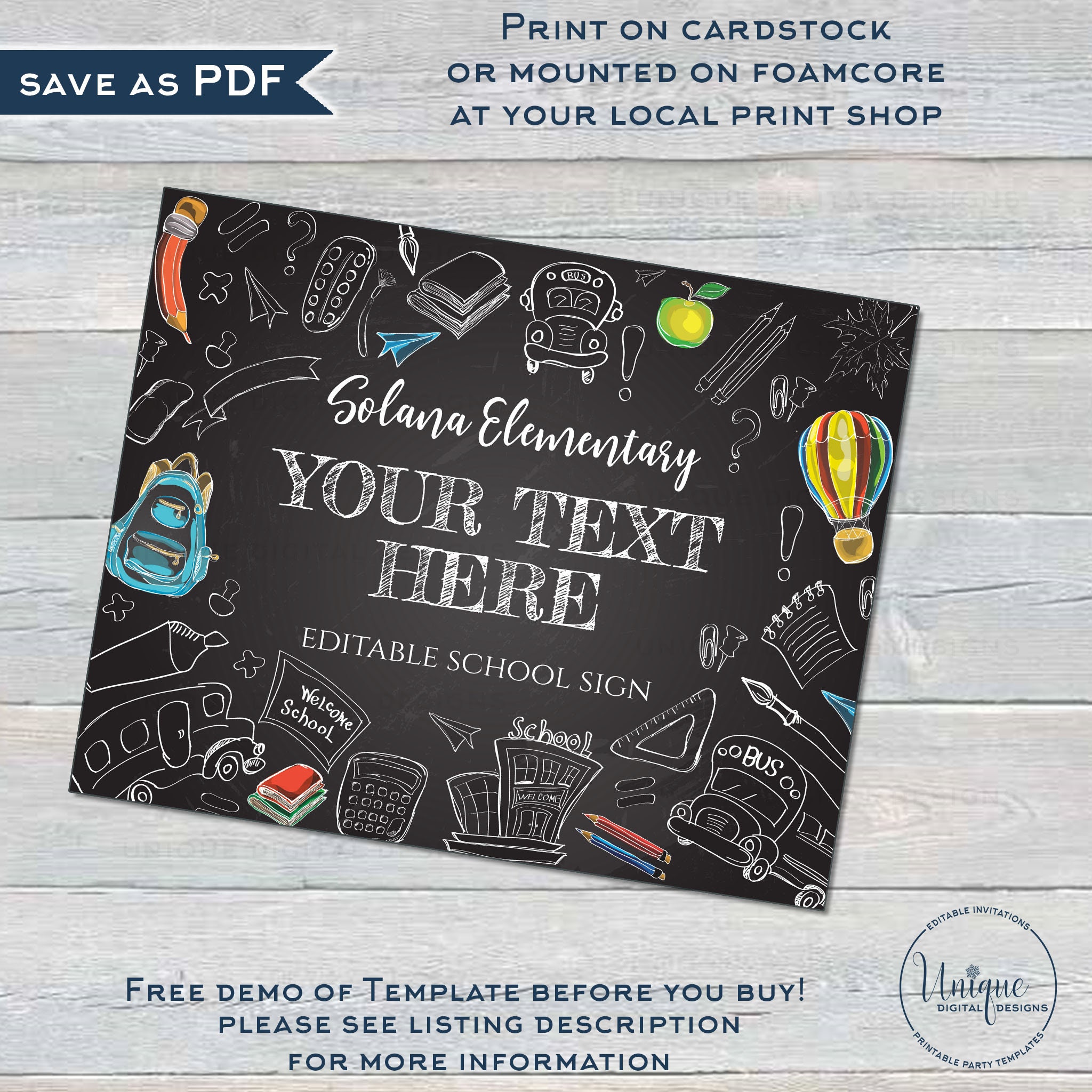 Editable Back to School Banner 1st Day of School Yard Sign - Etsy