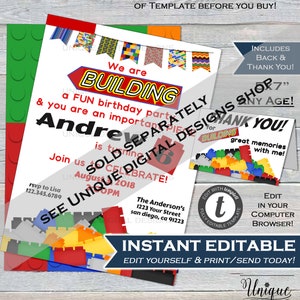 Block Party Invitation Editable Boys Block Party Birthday - Etsy