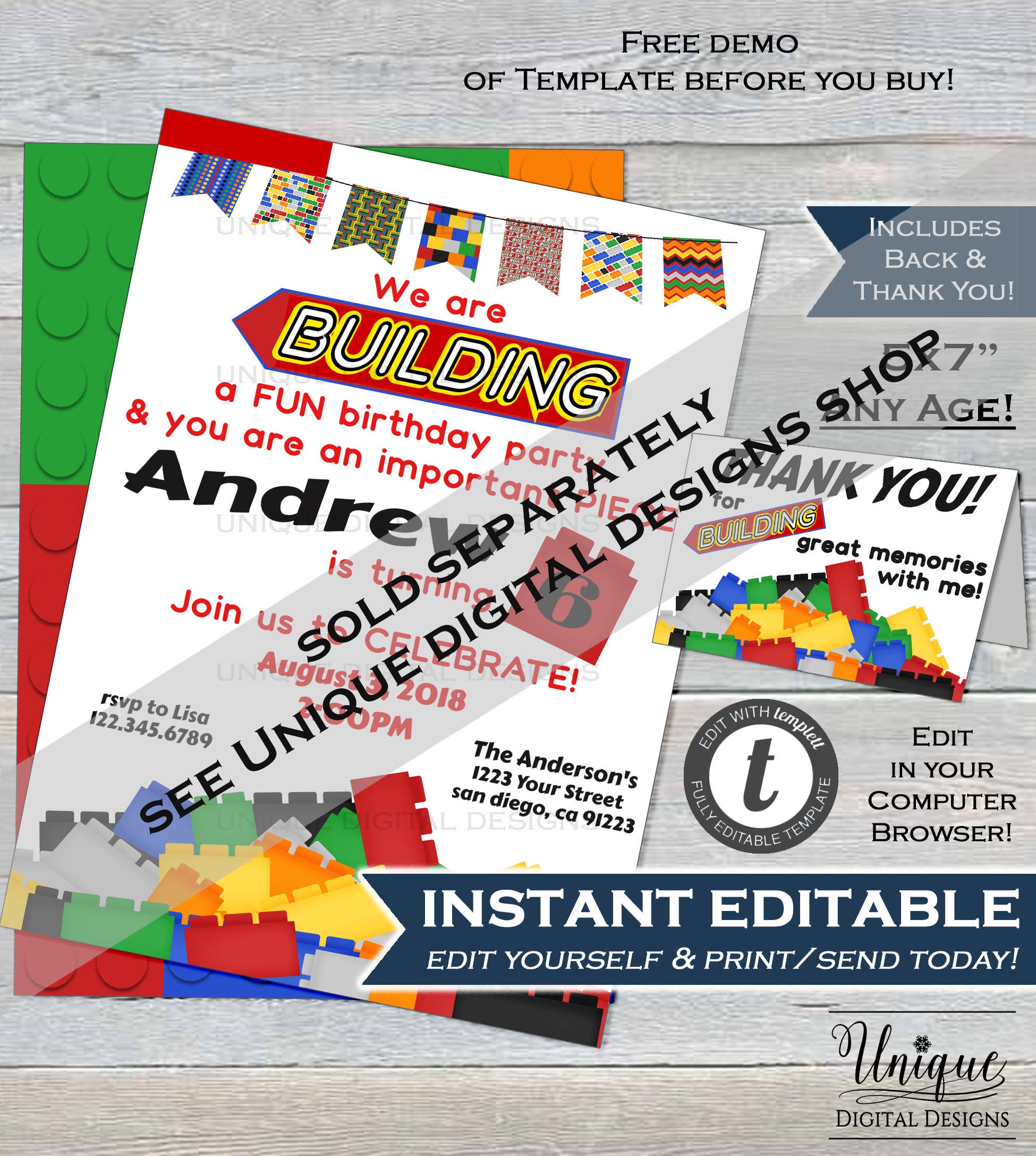 Block Party Invitation Editable Boys Block Party Birthday - Etsy