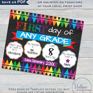 First Day of School Chalkboard Sign Reusable Last Day School Board ...