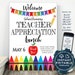 Teacher Appreciation Welcome Sign, Editable School Lunch Poster, Staff ...