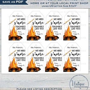 Editable Favor Tags for Teachers, Smore Teachers Like You, Kids Back to ...