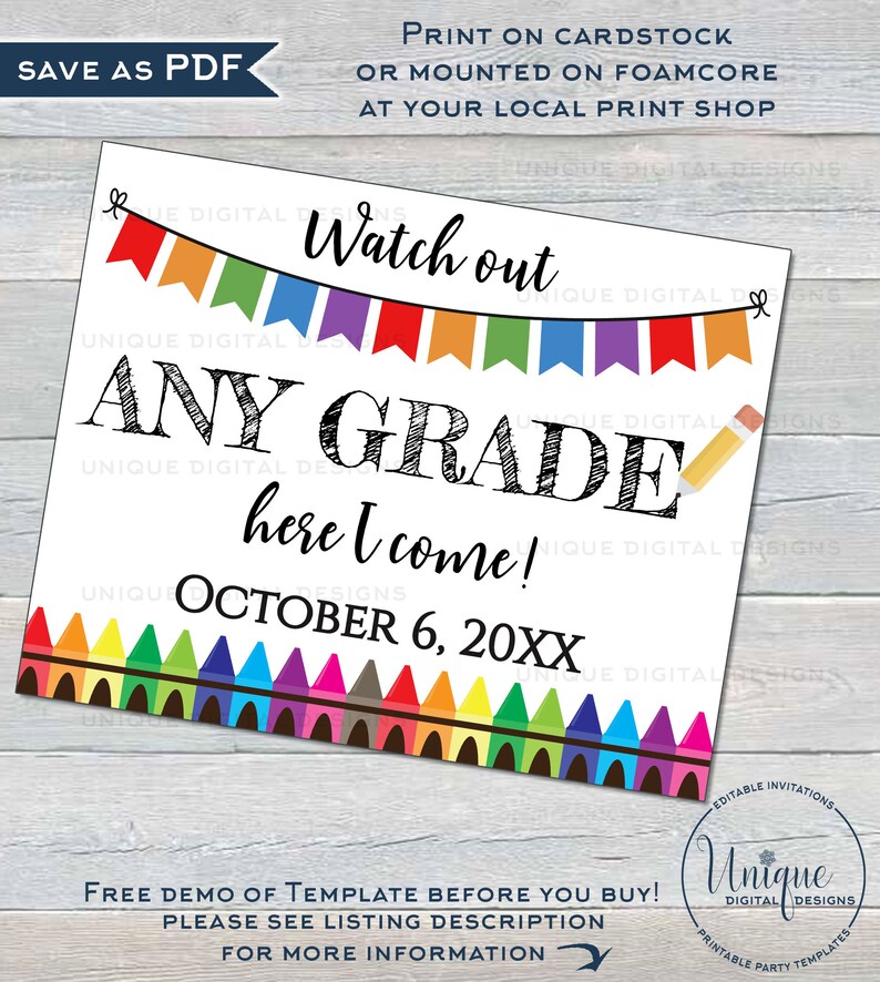 Editable Watch Out Kindergarten Sign, Reusable Back to School Board ...