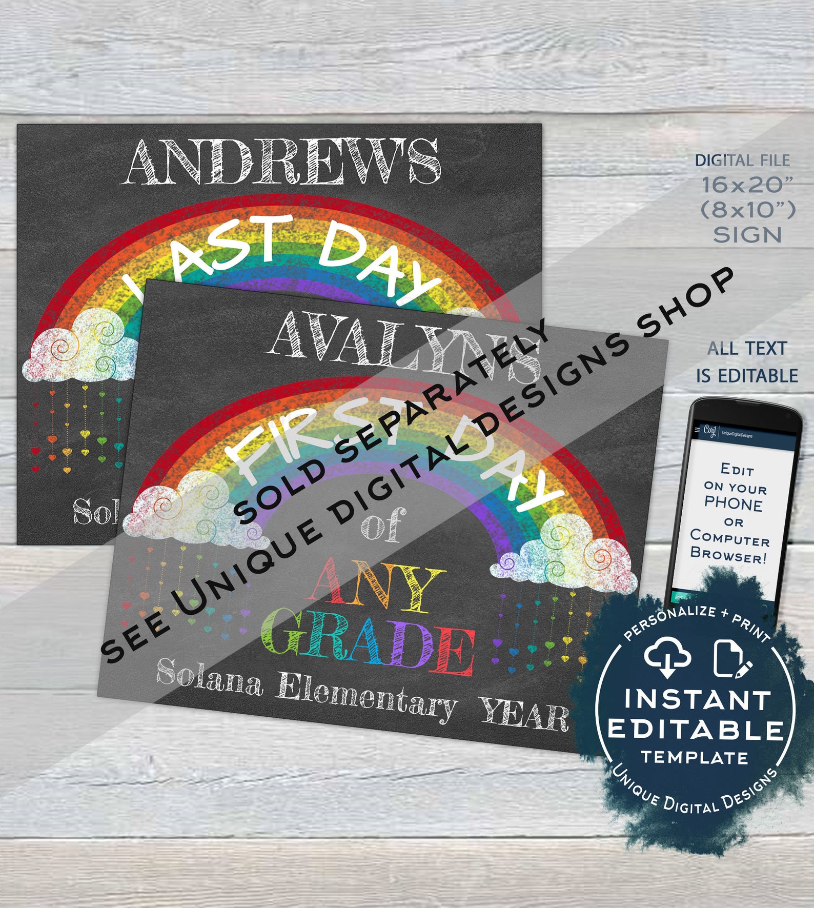 Editable Last Day of School Sign Reusable First Day School - Etsy