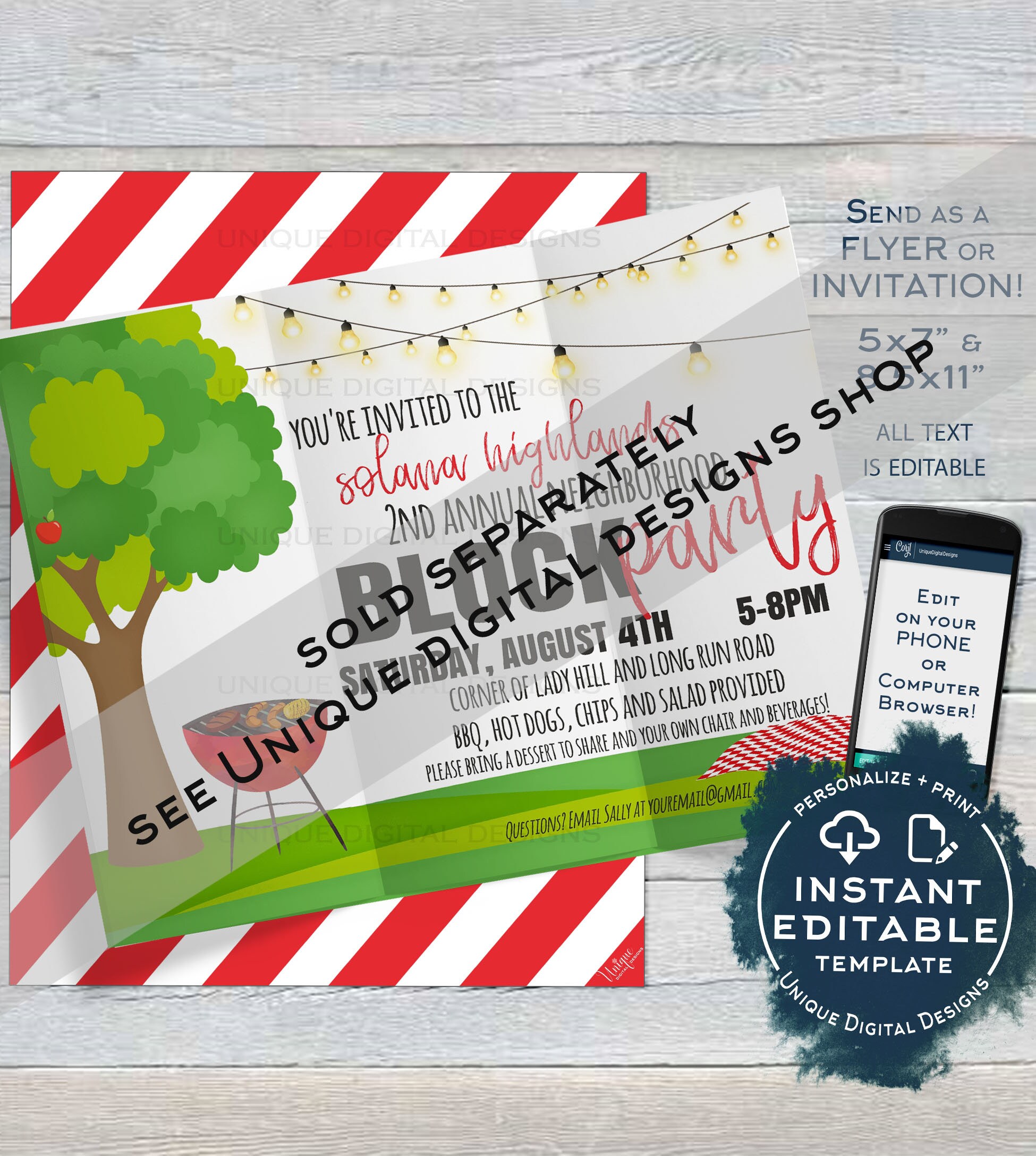 Editable Block Party Invitation Street Party Neighborhood | Etsy