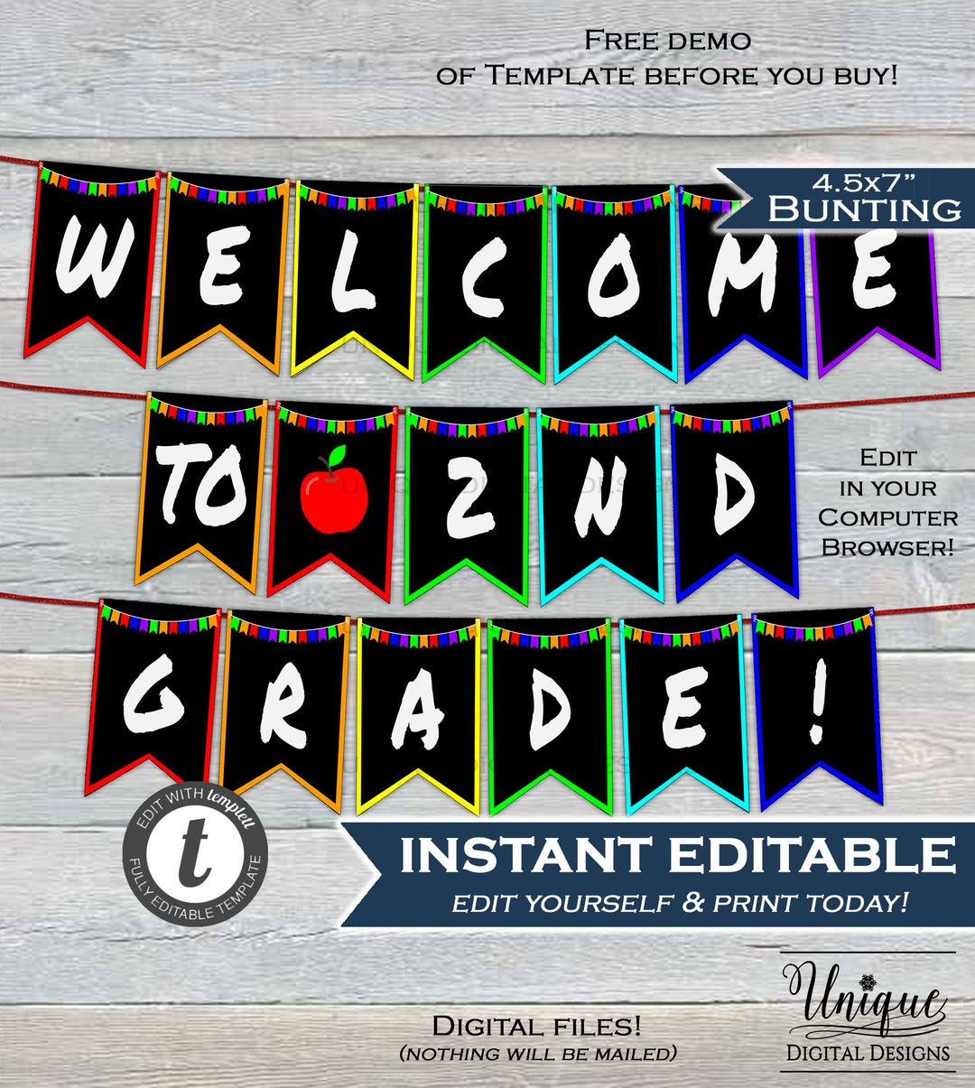 Back to School Classroom Decoration Welcome to School Pennant Flags ANY ...