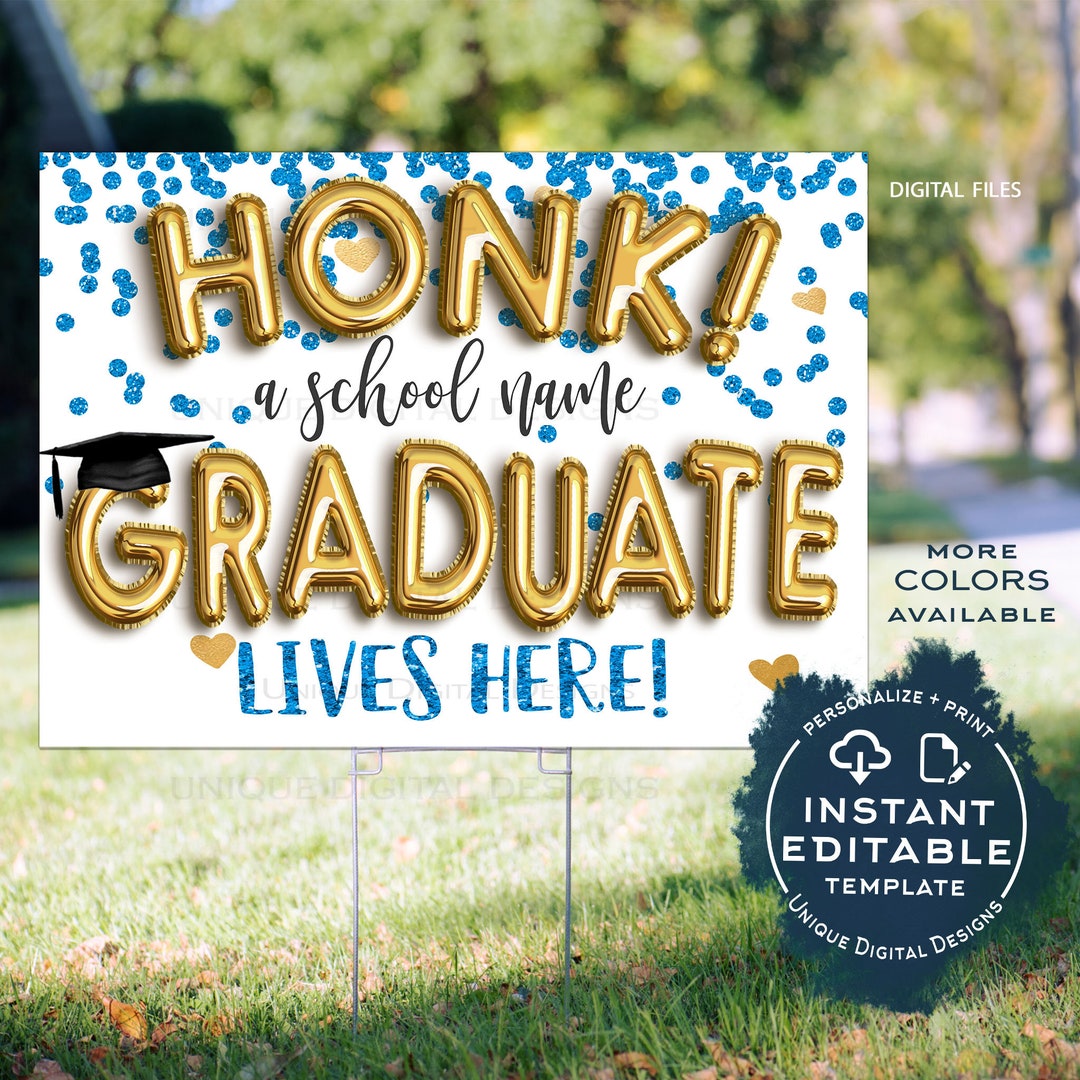 Honk Graduation Yard Sign, Editable Quarantine Parade Drive by Poster ...