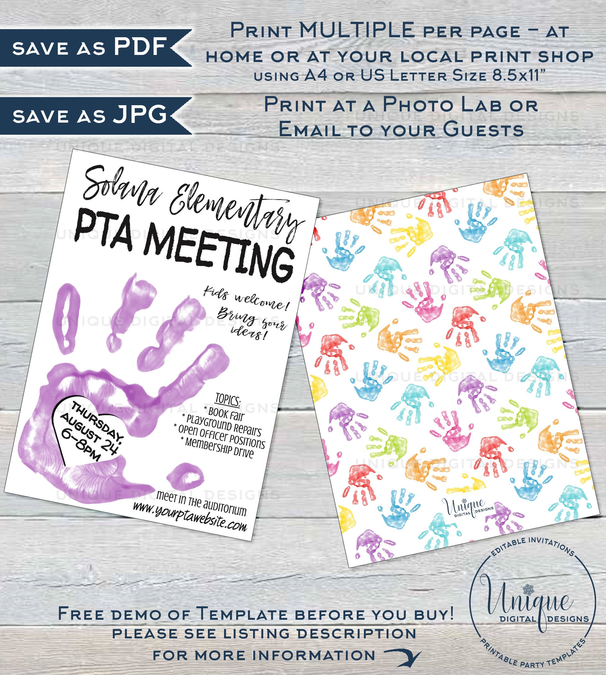 Editable PTA Meeting Invitation Parent Teacher Invite Pto - Etsy