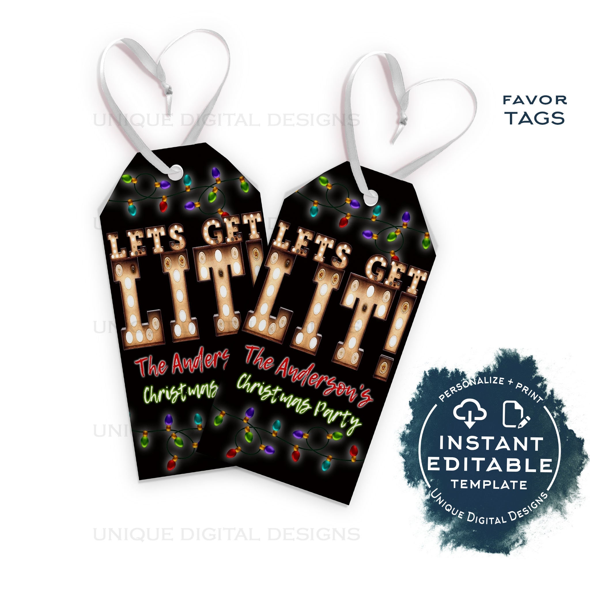 Editable Let's Get Lit Christmas Party Invitation Lets | Etsy