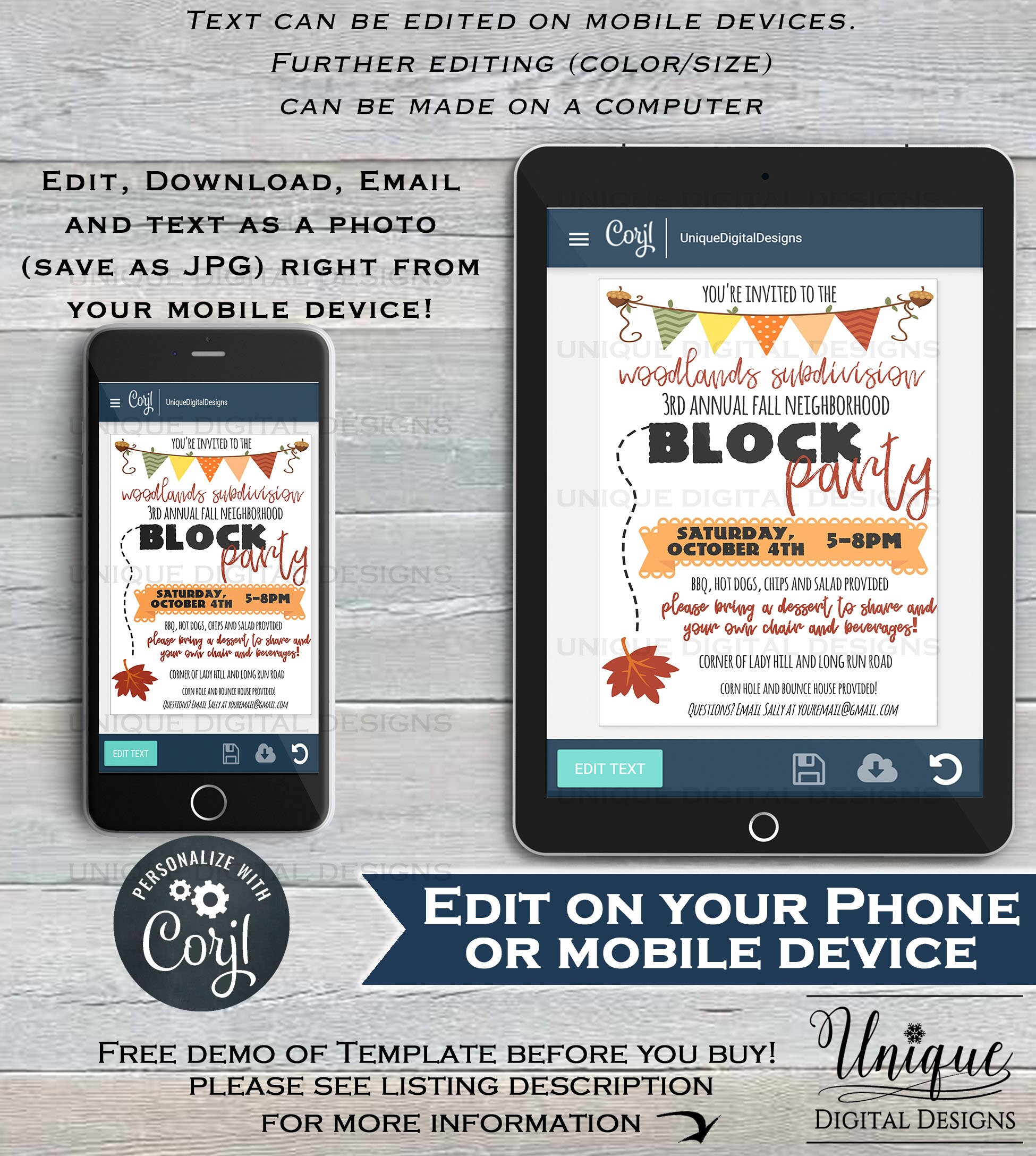 Neighborhood Block Party Invite, Editable Street Party Printable ...