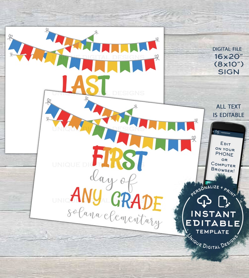 Editable First Day of School Sign, Reusable 1st and Last Day School ...