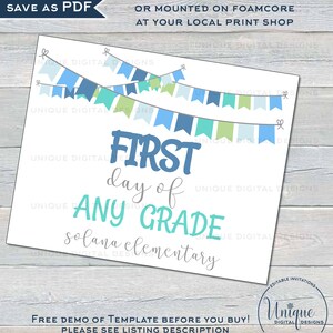 Editable First Day of School Sign, Reusable Last Day School Board, Any ...