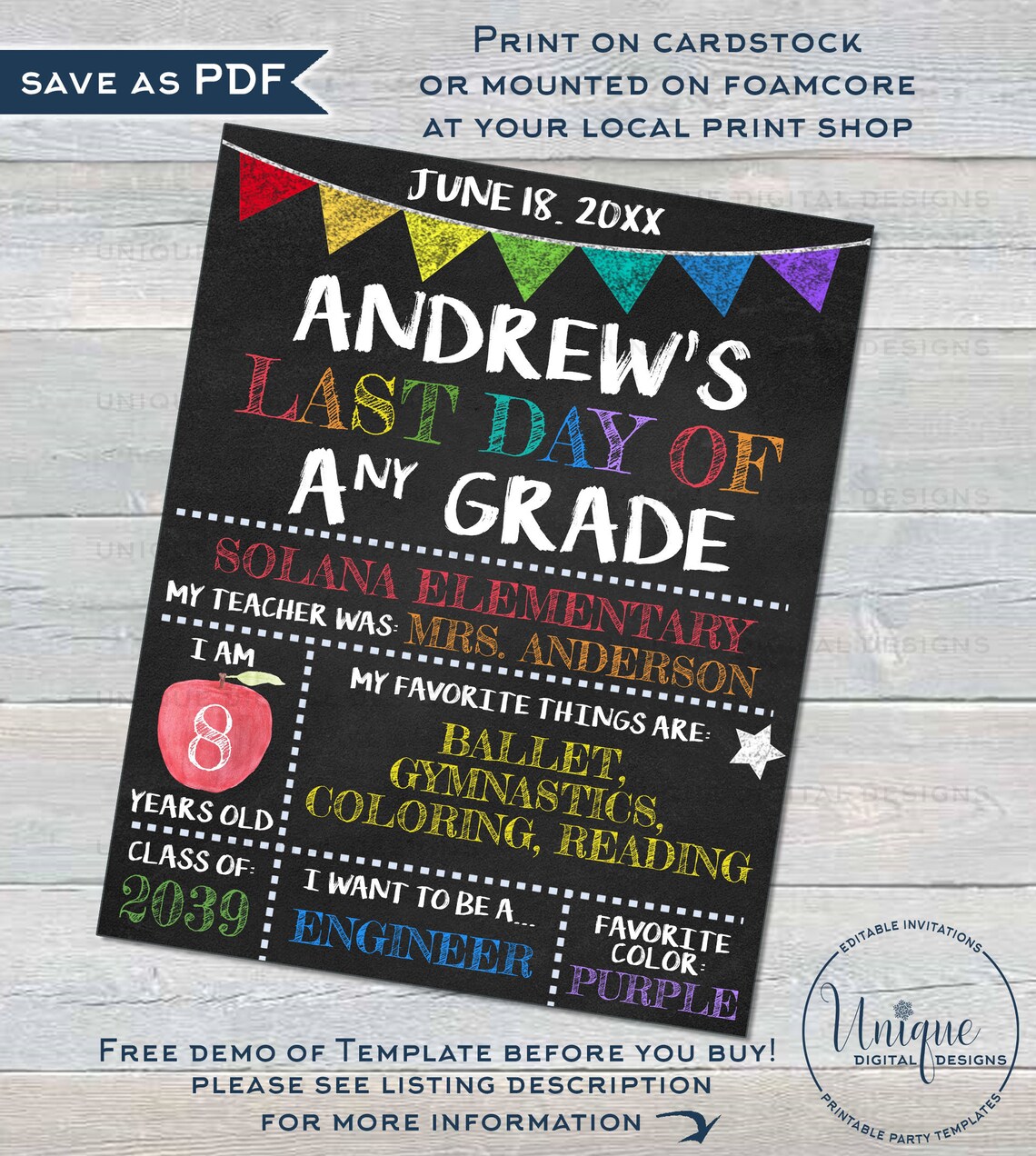 Editable Back to School Photo Prop, 1st Day Back to School Poster ...