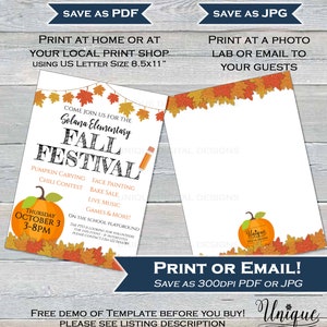 Fall Festival Flyer, Editable Fall Harvest Invitation, Printable ...