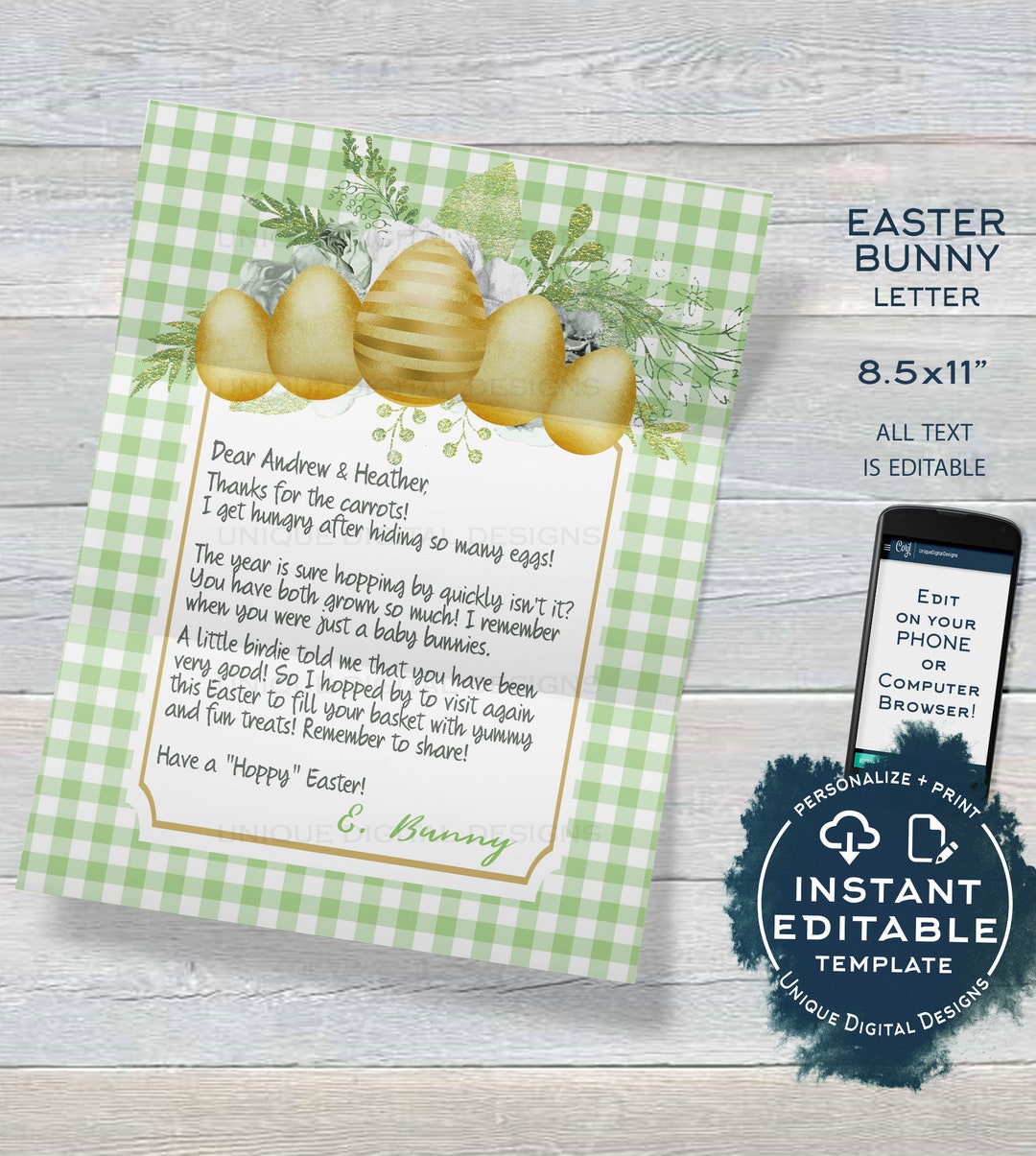 Siblings Easter Bunny Letter, Editable Letter From the Easter Bunny ...