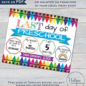 Editable Last Day of School Sign, Reusable First Day School Crayon ...