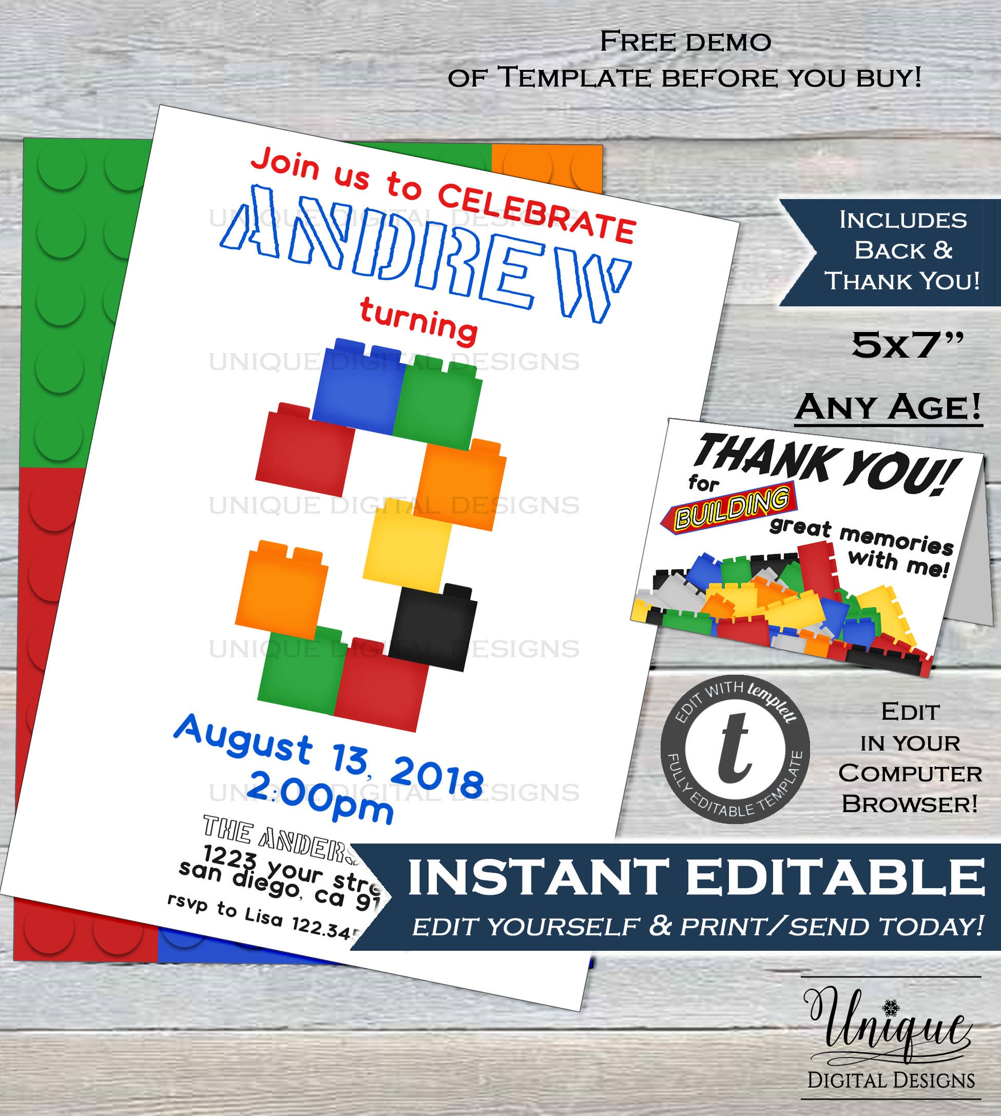 Block Party Invitation Editable Boys Block Party Birthday - Etsy