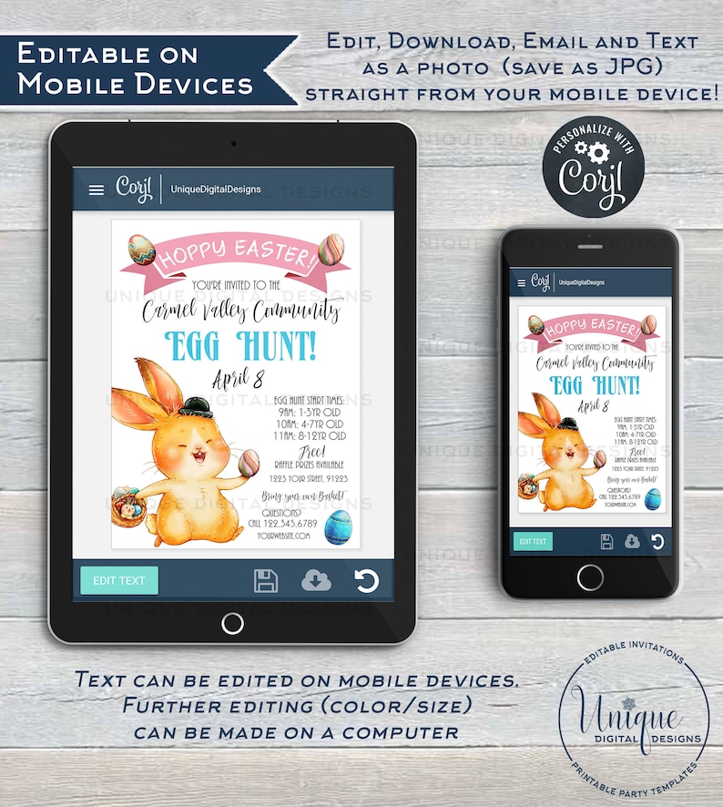 Easter Egg Hunt Festival Flyer, Editable Happy Easter Egg Invitation ...