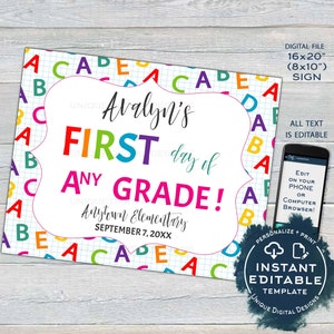 Editable Back to School Sign, First Day of School Poster, Reusable Last ...
