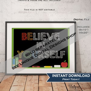 Believe in Yourself Sign, Be You Poster, Inspirational Quote Office ...