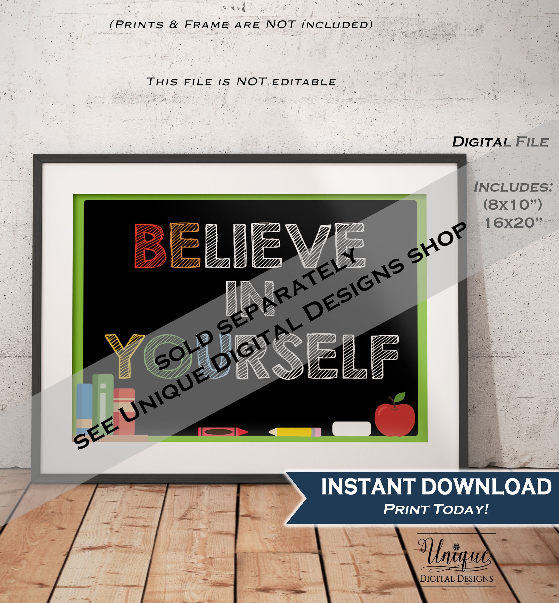 Believe in Yourself Sign Be You Poster Inspirational Quote | Etsy