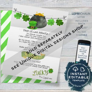 Editable Leprechaun Letter, St Patrick's Day Note, Lucky Irish ...