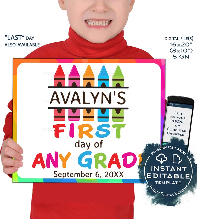 Editable Back to School Signs Reusable First Day Plus Last - Etsy