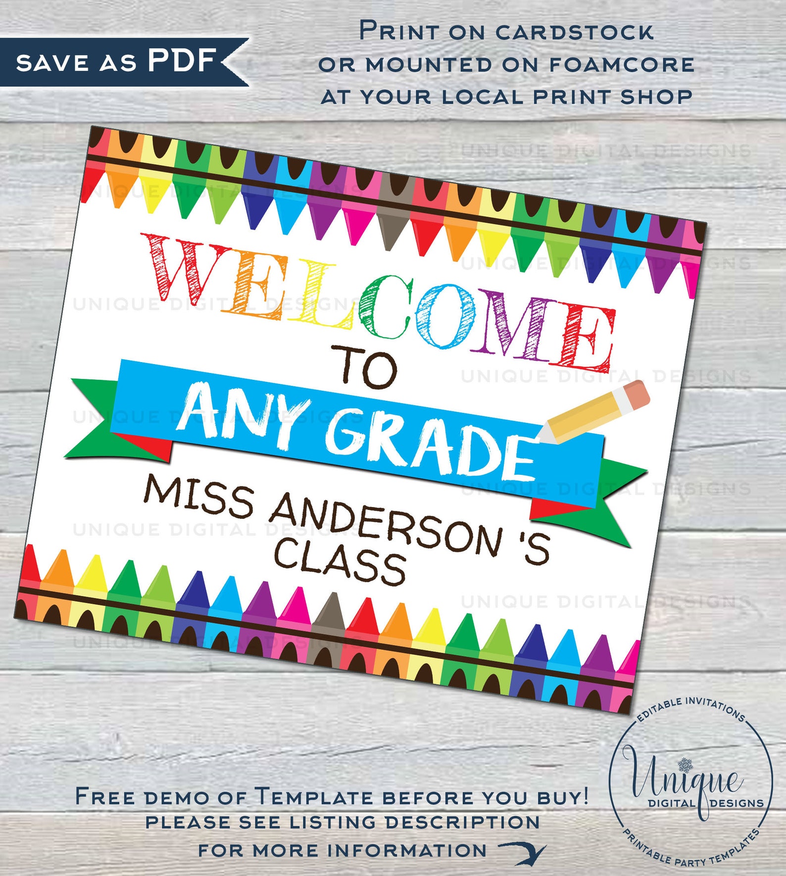 Welcome to School Chalkboard Sign, Editable Teacher First Day of School ...
