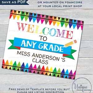 Welcome to School Chalkboard Sign, Editable Teacher First Day of School ...