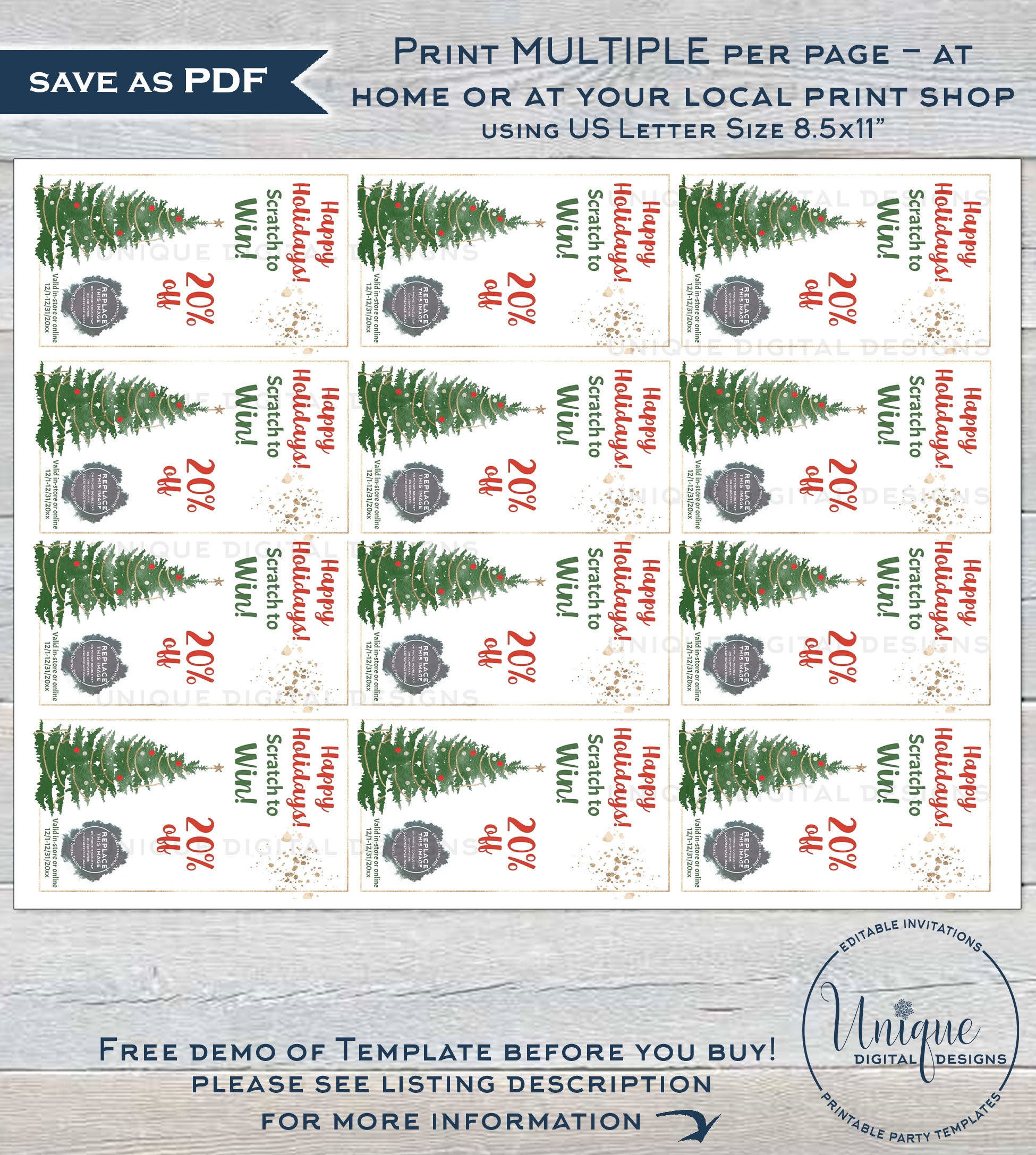 Editable Scratch off Cards, Printable Scratch to Win Small Business ...