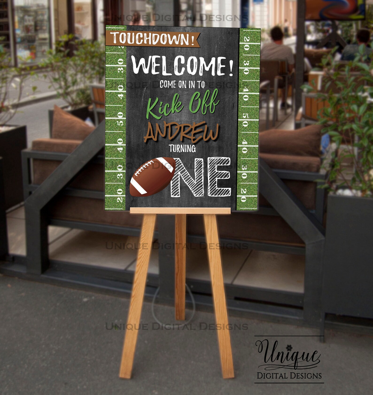 Editable Football Welcome Sign Any Age Sports First Birthday - Etsy