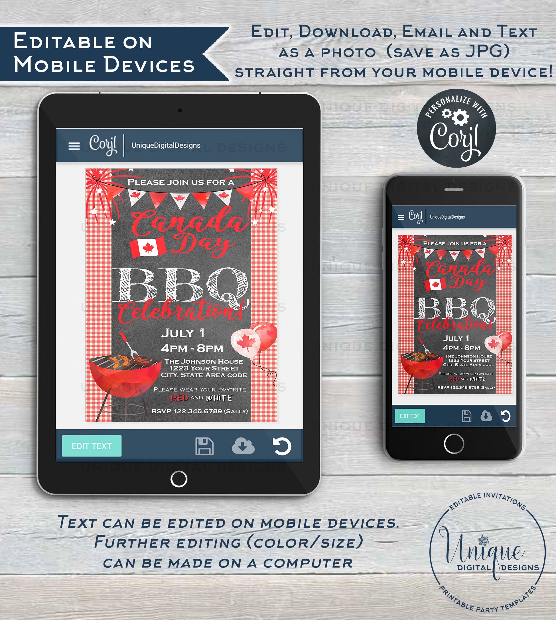 Editable Canada Day Invitation Oh Canada Day BBQ Invite - Etsy Canada