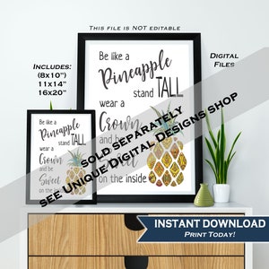 Be Like a Pineapple Sign Pineapple Quote Office Motivational Decor ...