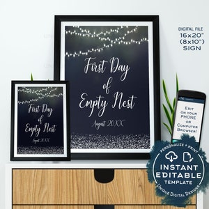 Empty Nest Sign, Editable First Day of School Poster College Parents ...