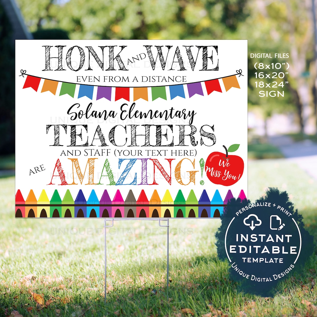 Teacher Appreciation Yard Sign, Editable Thank You Parade Drive by ...