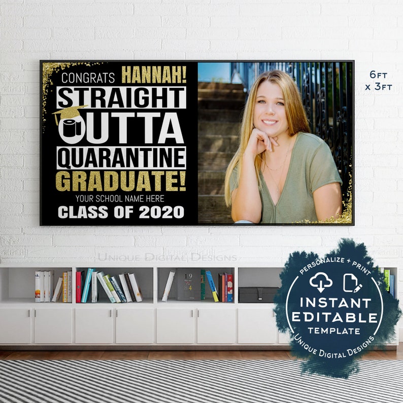 Straight Outta Quarantine Graduation Party Invitation Yard - Etsy