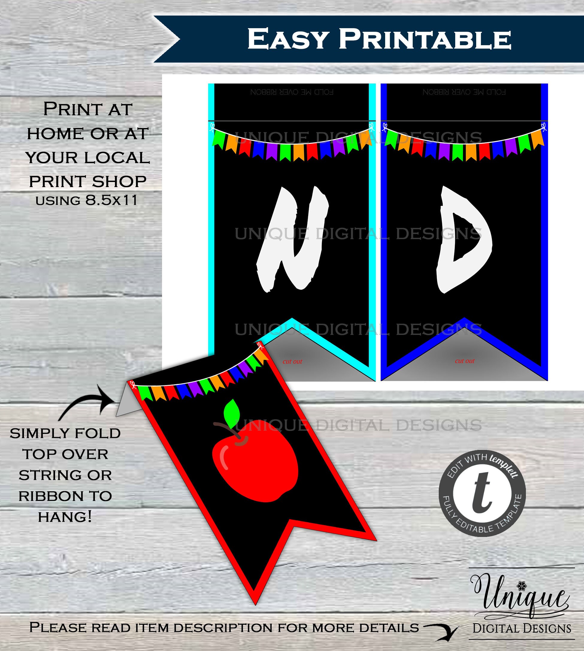 Back to School Classroom Decoration Welcome to School Pennant Flags ANY ...