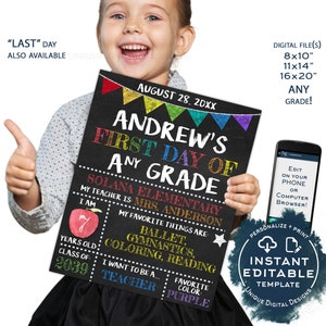 Editable Back to School Photo Prop, 1st Day Back to School Poster ...