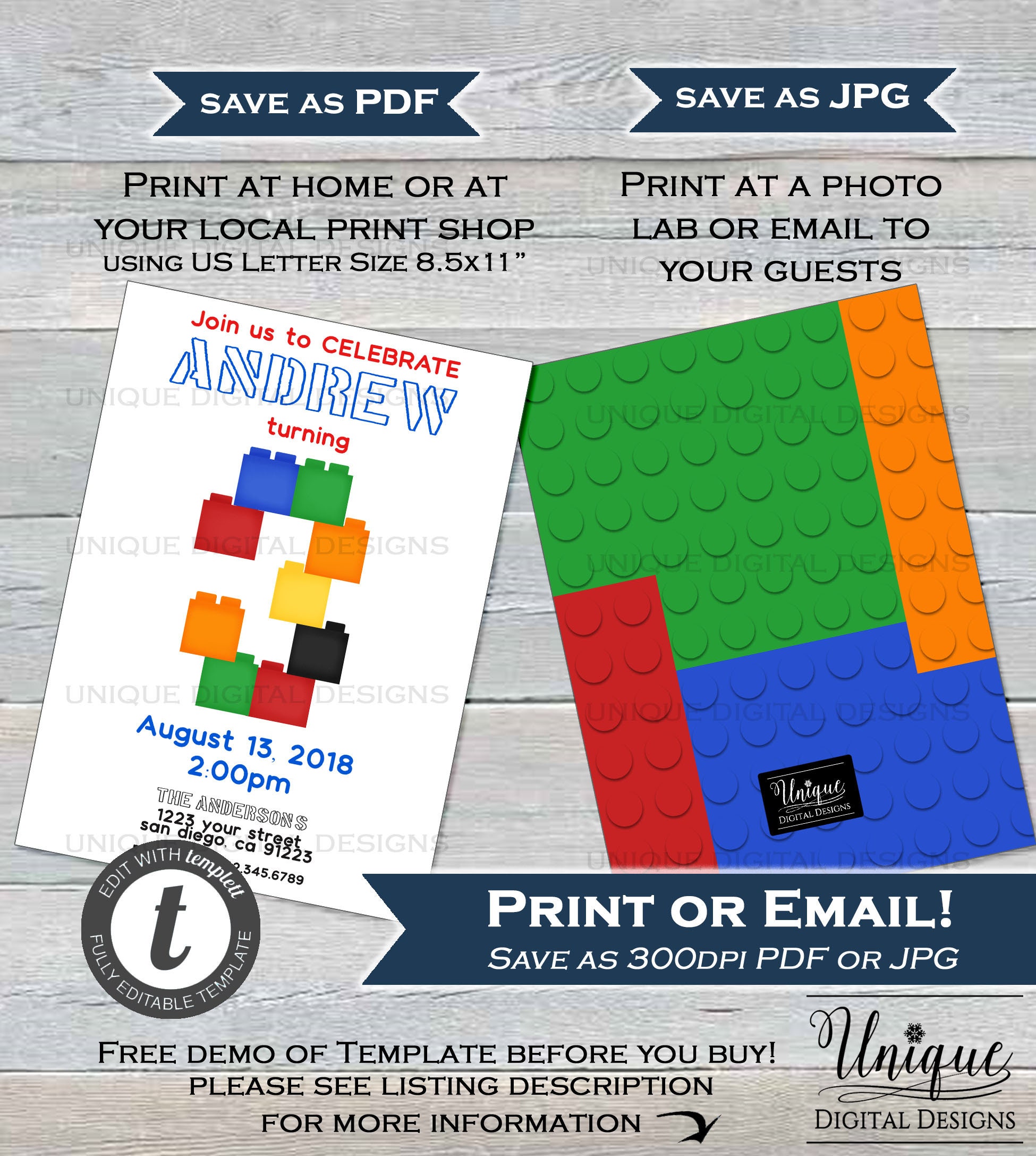 Block Party Invitation Editable Boys Block Party Birthday - Etsy