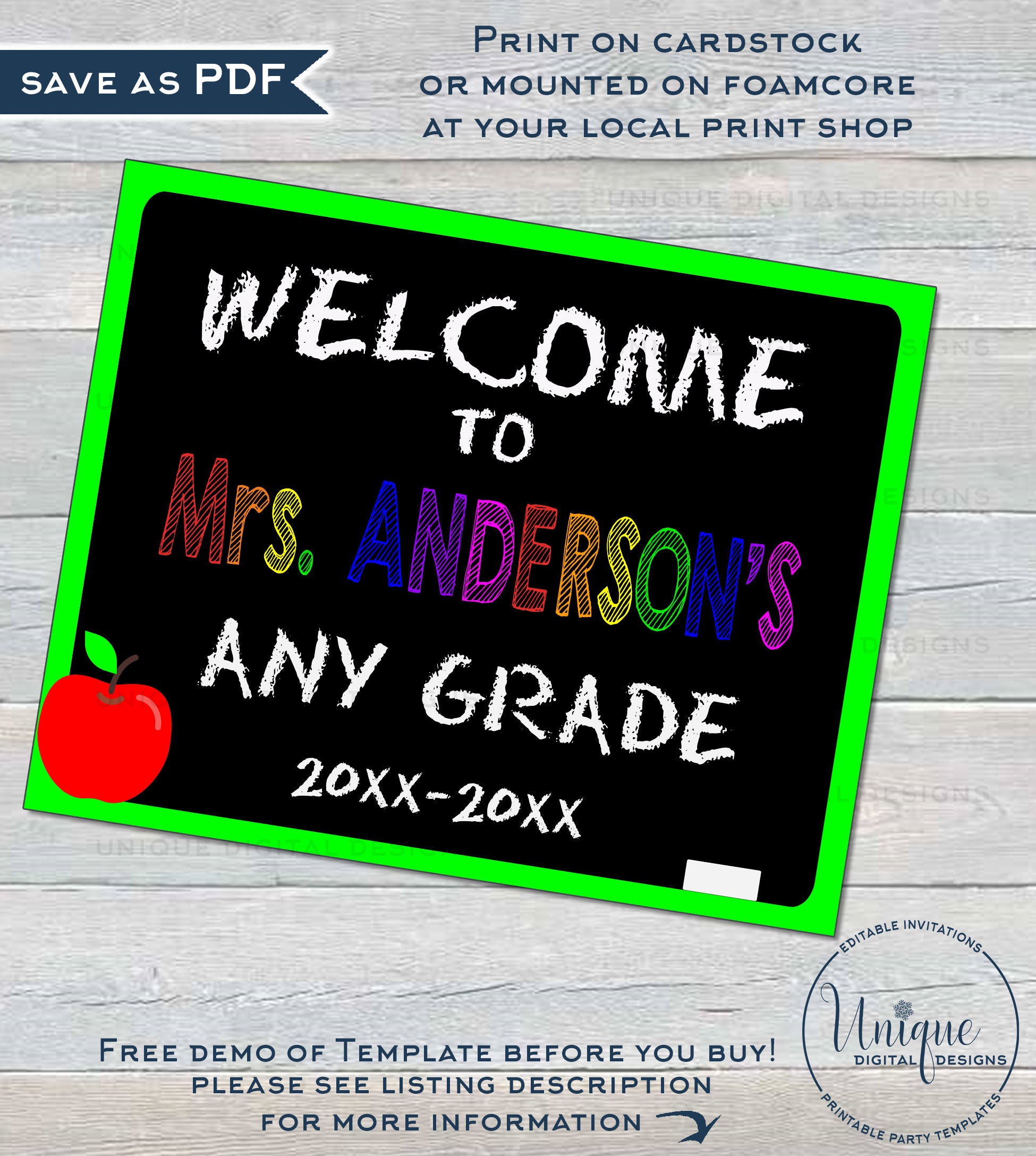 Editable Back to School Sign Welcome to Teachers Class | Etsy