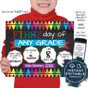 First Day of School Chalkboard Sign Reusable Last Day School Board ...