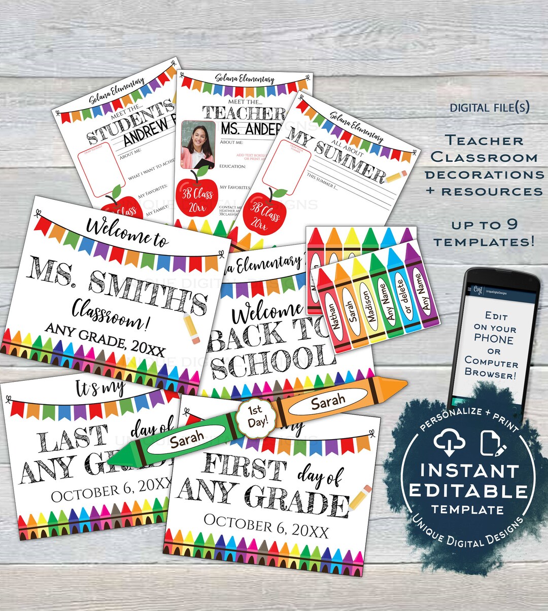 Teachers Classroom Decorations, Editable Back to School New Pack ...