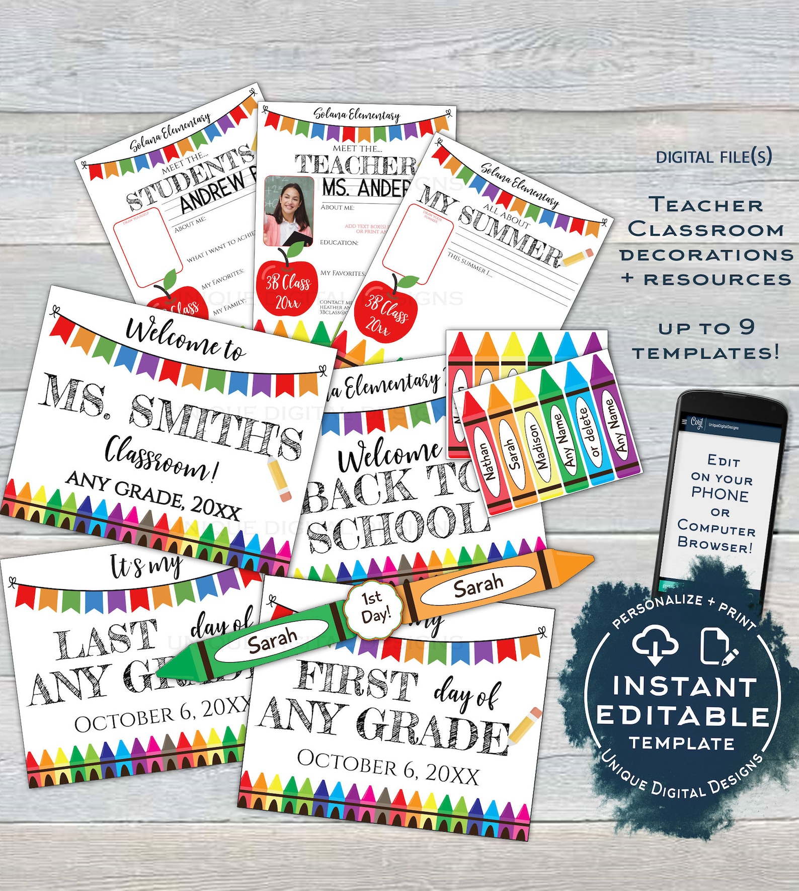 Teachers Classroom Decorations Editable Back to School New - Etsy