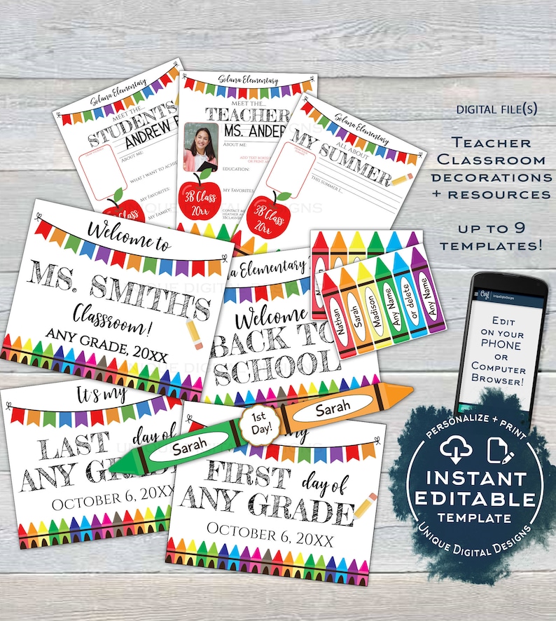 Teachers Classroom Decorations, Editable Back to School New Pack ...